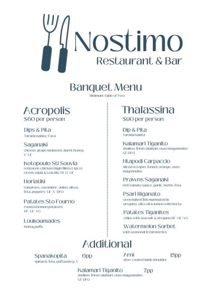 Menus - Nostimo Restaurant
