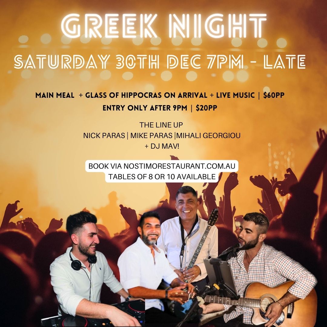 GREEK NIGHT | SAT 30TH DECEMBER - Nostimo Restaurant